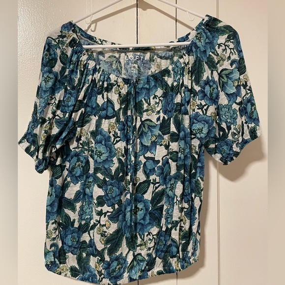 LOFT | Tops | Loft Blue Floral Blouse | Poshmark